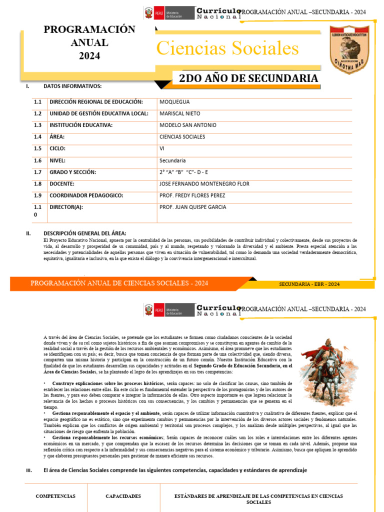 Programacion Anual CCSS 2° - 2024 (2) .... Ok | PDF | Edades medias | Perú