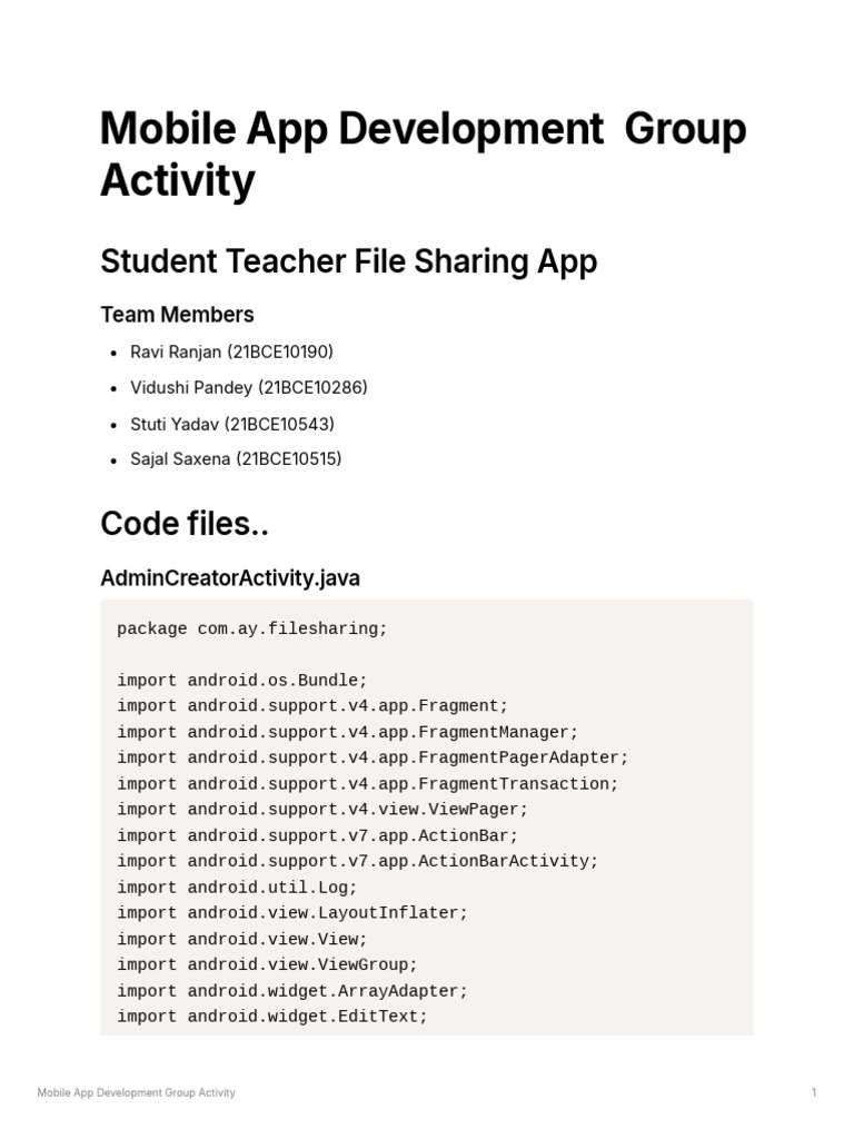 Mobile App Development Group Activity | PDF | Android (Operating System) | User (Computing)