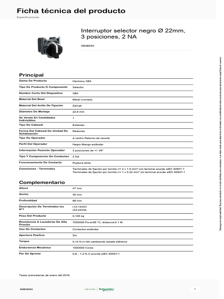 Schneider Electric - Harmony-XB4 - XB4BD53 | PDF | Tornillo