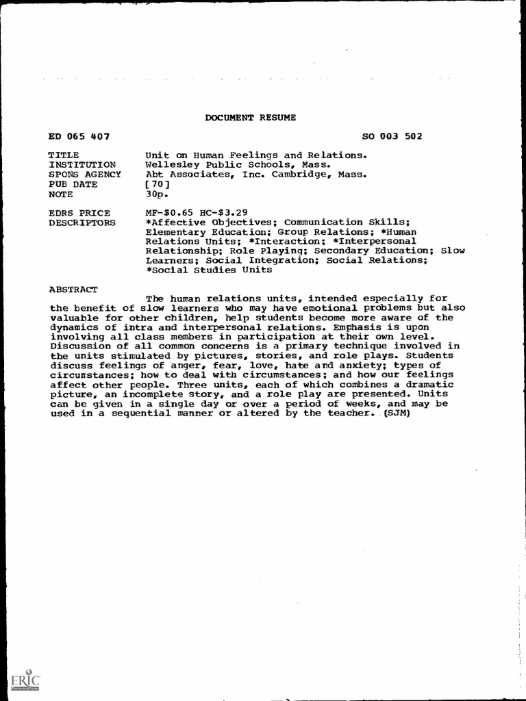 Human Feelings and Relations Unit | PDF | Feeling | Learning