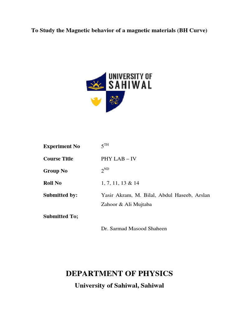 Experiment No 4 | PDF | Hysteresis | Magnetic Field