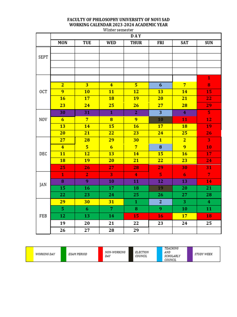 Novi Sad Philosophy Faculty Calendar 2023-24 | PDF | Educational ...