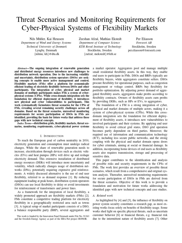 Threat Scenarios and Monitoring Requirements For Cyber Physical Systems ...