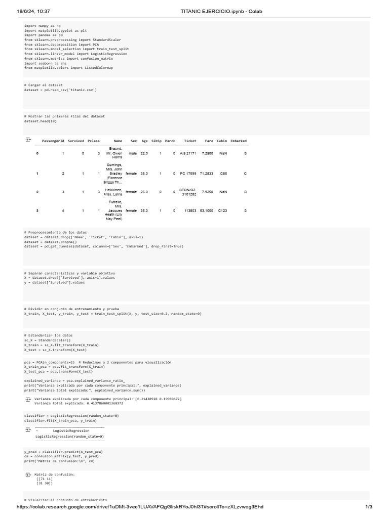 Titanic Data Analysis with PCA | PDF