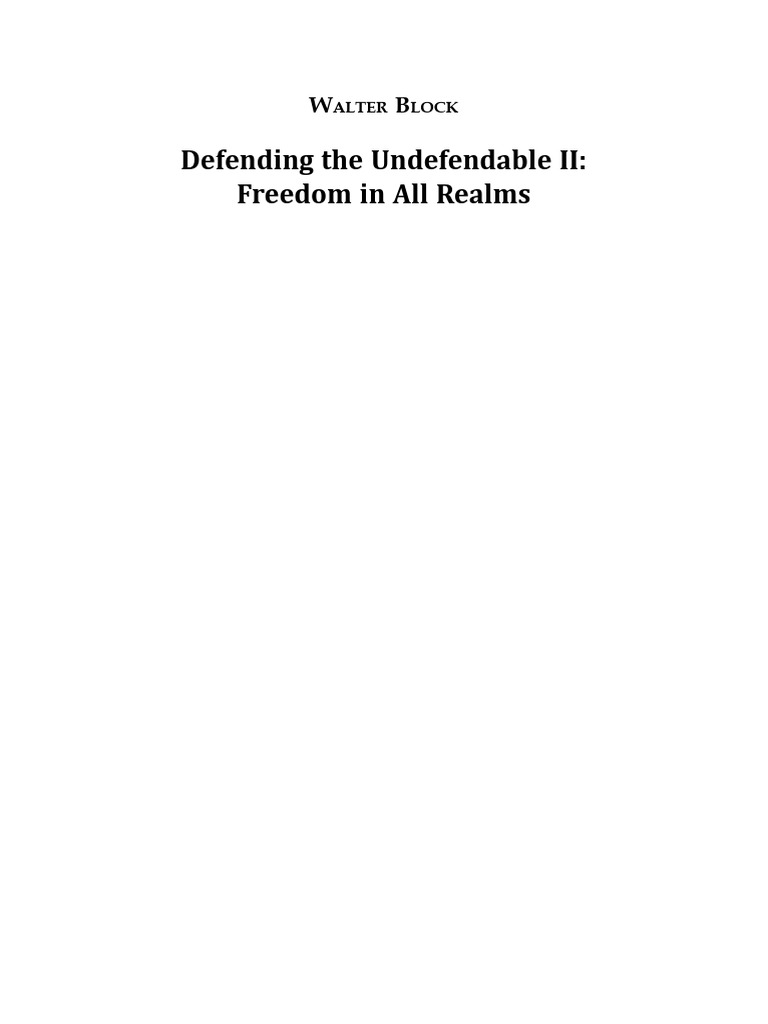 Defending The Undefendable II | PDF | Labour Economics | Libertarianism