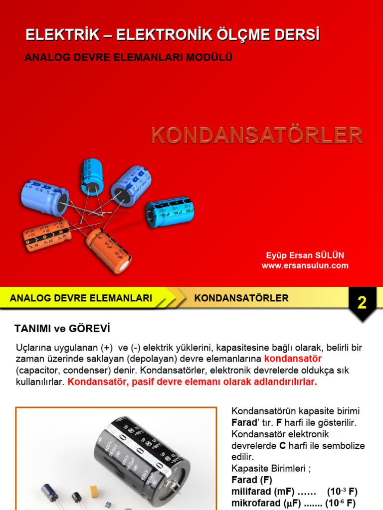 Analog Devre Elemanlari Kondansatorler | PDF