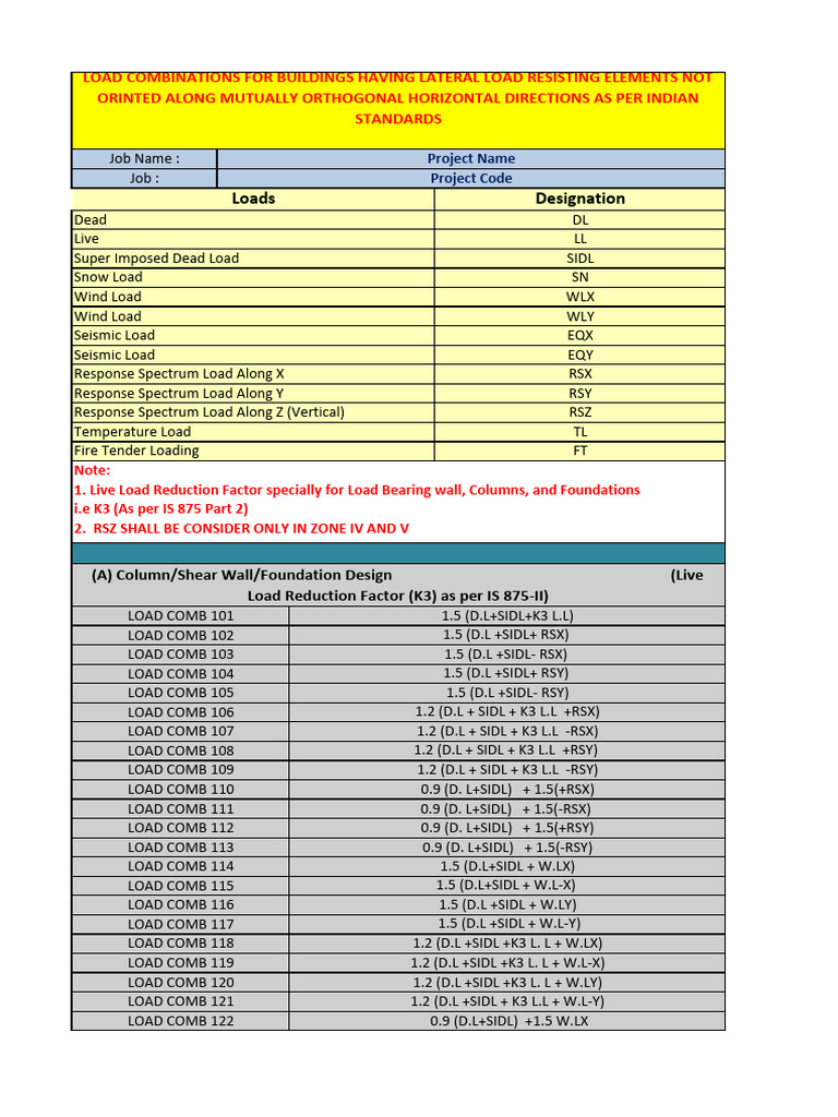 Load Combo (Orthogonal Building) | PDF | Building Technology | Earthquake Engineering