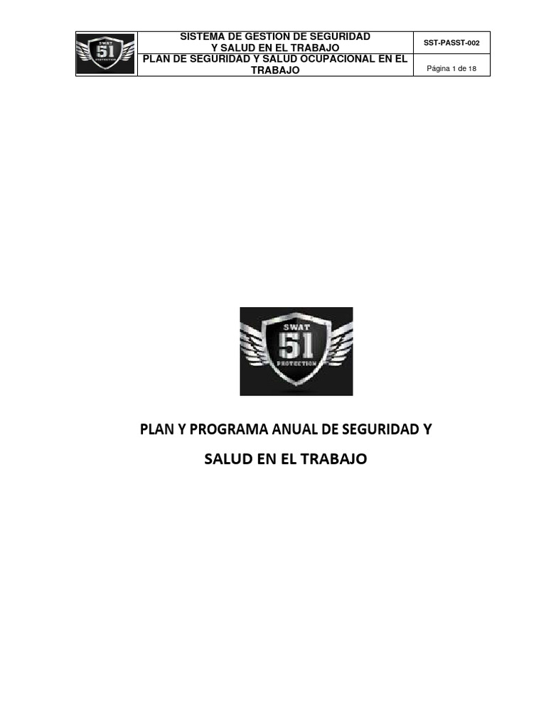 Plan y Programa Anual de Seguridad en El Trabajo | PDF | Seguridad y salud ocupacional | La ...
