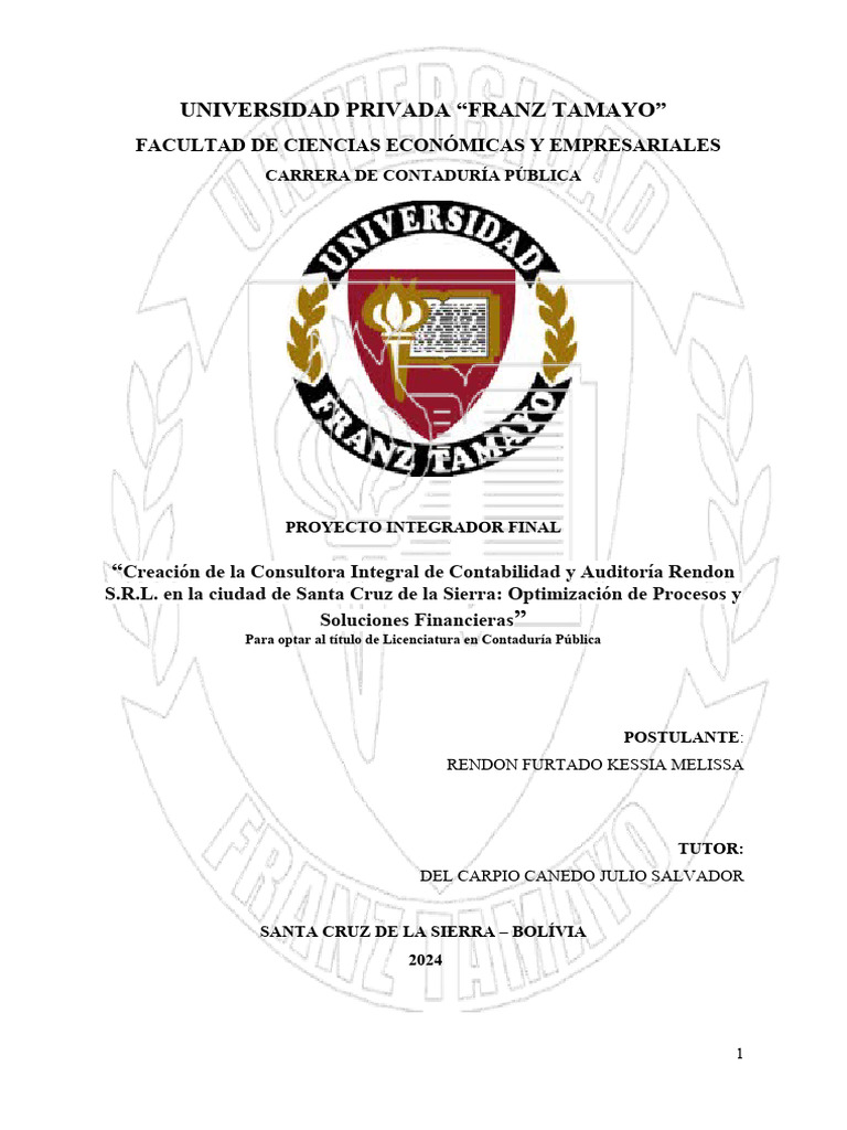 Consultora Integral de Contabilidad y Auditoría Rendon S.R.L PROYECTO INTEGRADOR FINAL | PDF ...