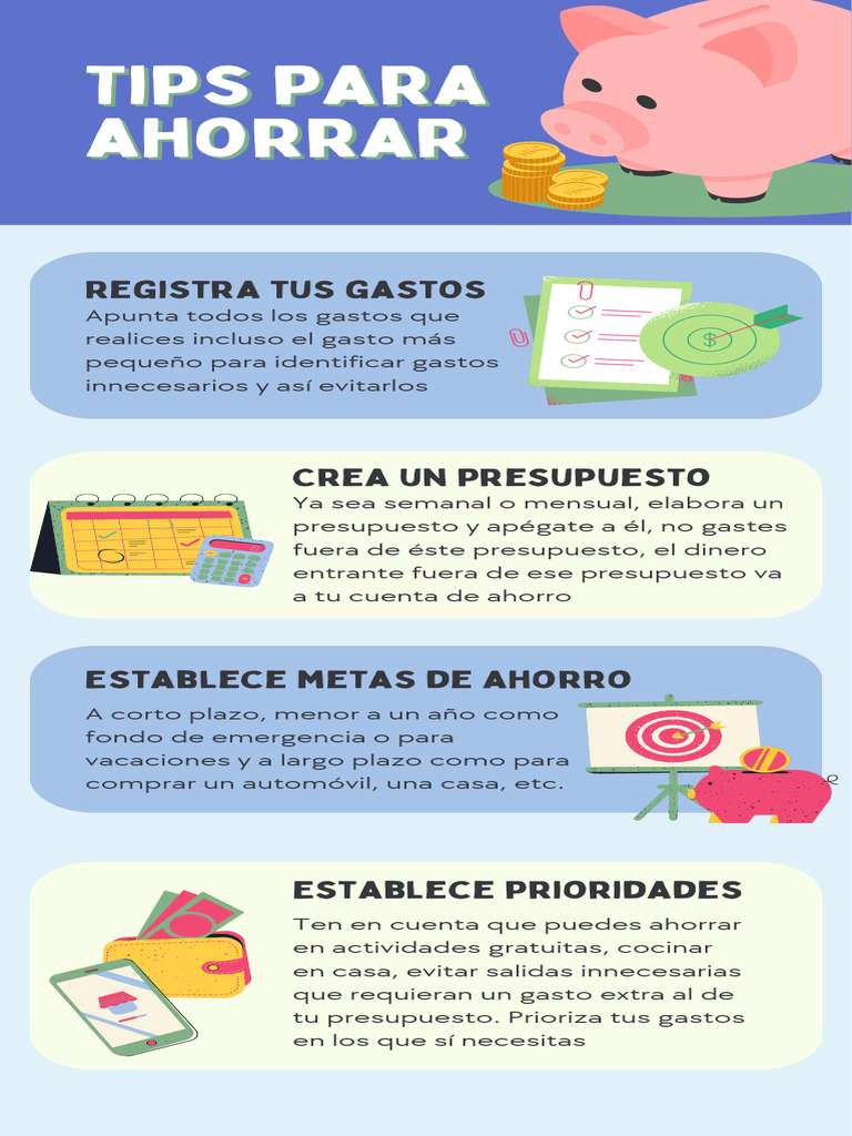 Infografía de Tips de Ahorro Ilustrada Moderna Alegre Beige | PDF ...