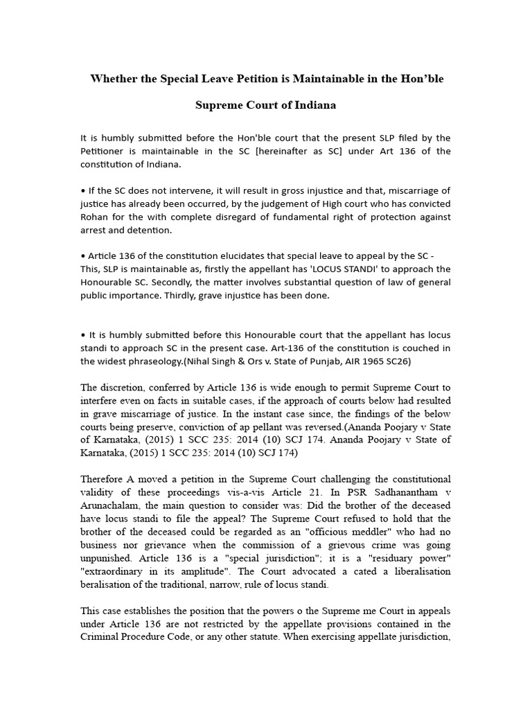 Indiana SLP's Supreme Court Validity | PDF | Jurisdiction | Appeal