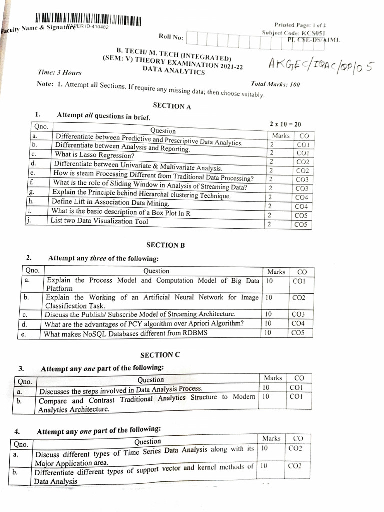 DAV Previous Year Papers | PDF | Cluster Analysis | Analytics