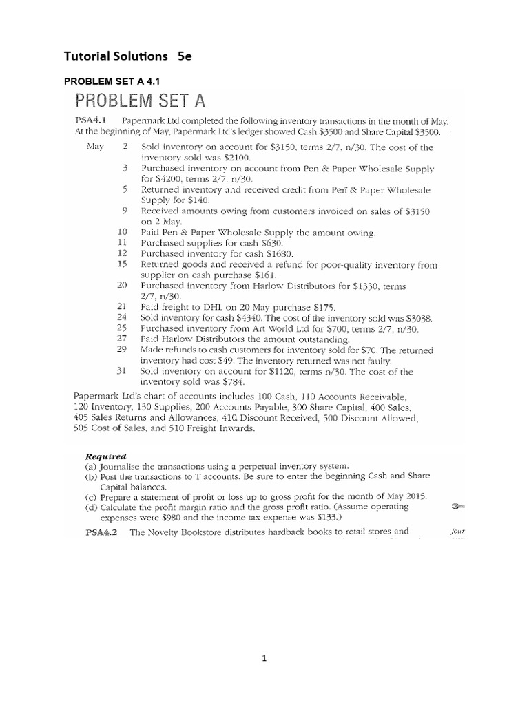 Week 4 Tutorial Questions And Solutions Pdf Expense Revenue