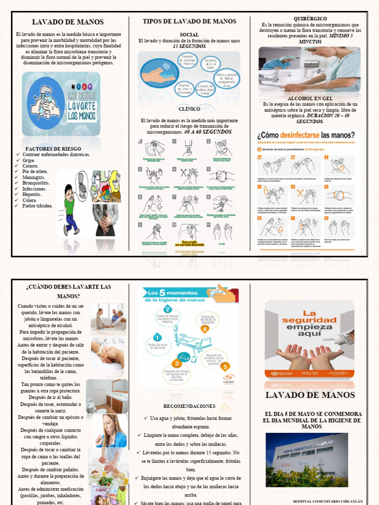 TRIPTICO HIGIENE DE MANOS H.C.CIHUATLAN | PDF | Lavado de manos | Salud pública