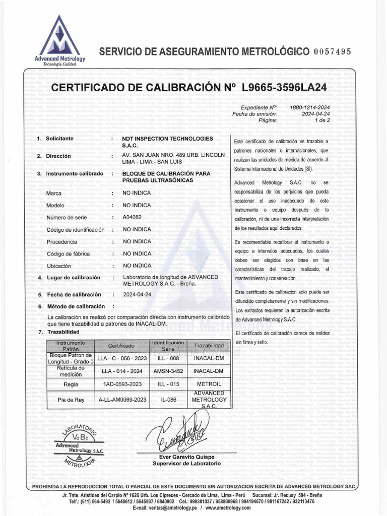 Cert. Calibr. Bloque IW (2024-2025) | PDF | Calibración | Teoría de la medida