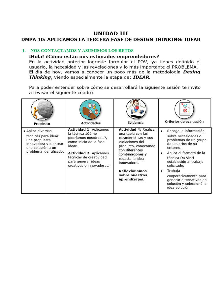 DMPA Nº10 _Metodología del Design Thinking_IDEAR 3RO | Descargar gratis ...