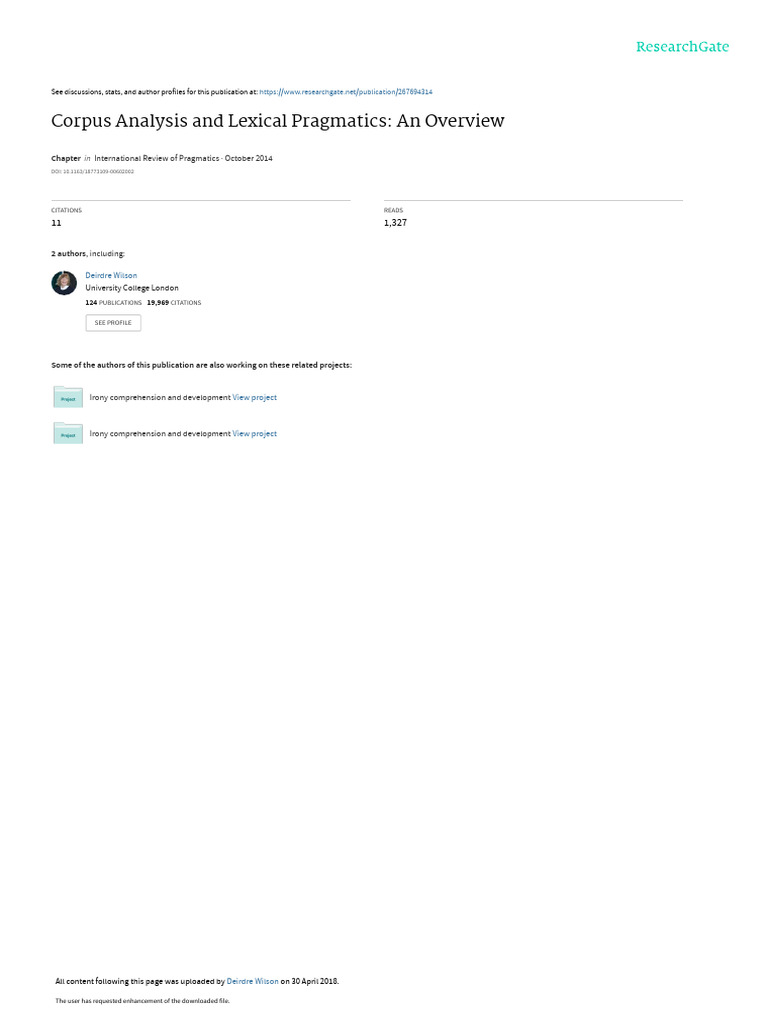 Corpus Analysis and Lexical Pragmatics | PDF | Semiotics | Linguistics