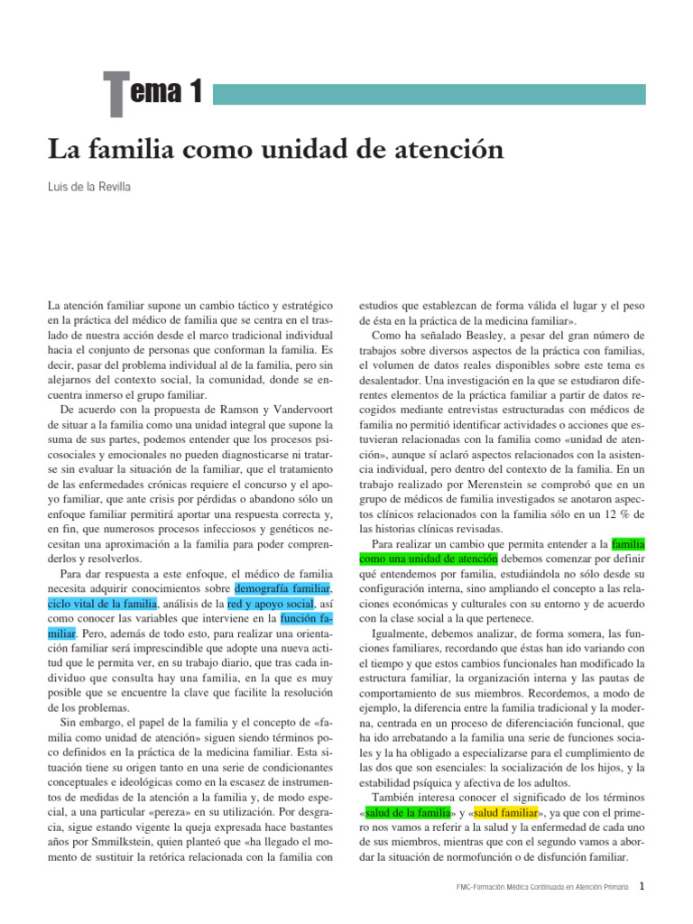 La familia como unidad de atención médica | PDF | Familia | Medicina ...
