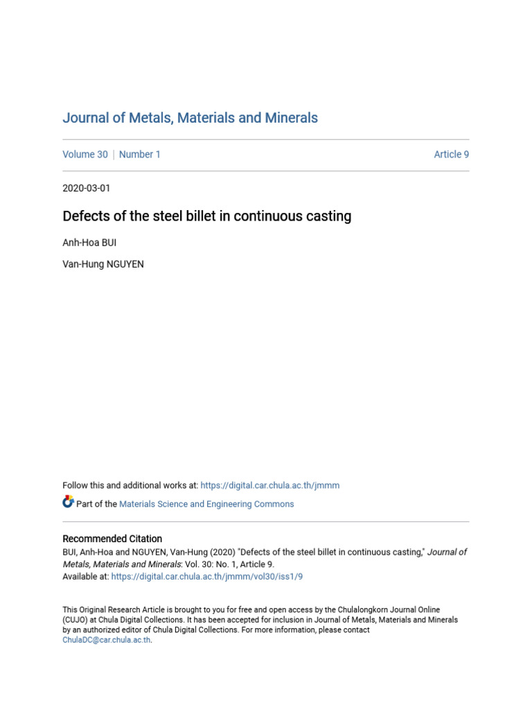 Steel Billet Defects in Continuous Casting | PDF | Steel | Fracture