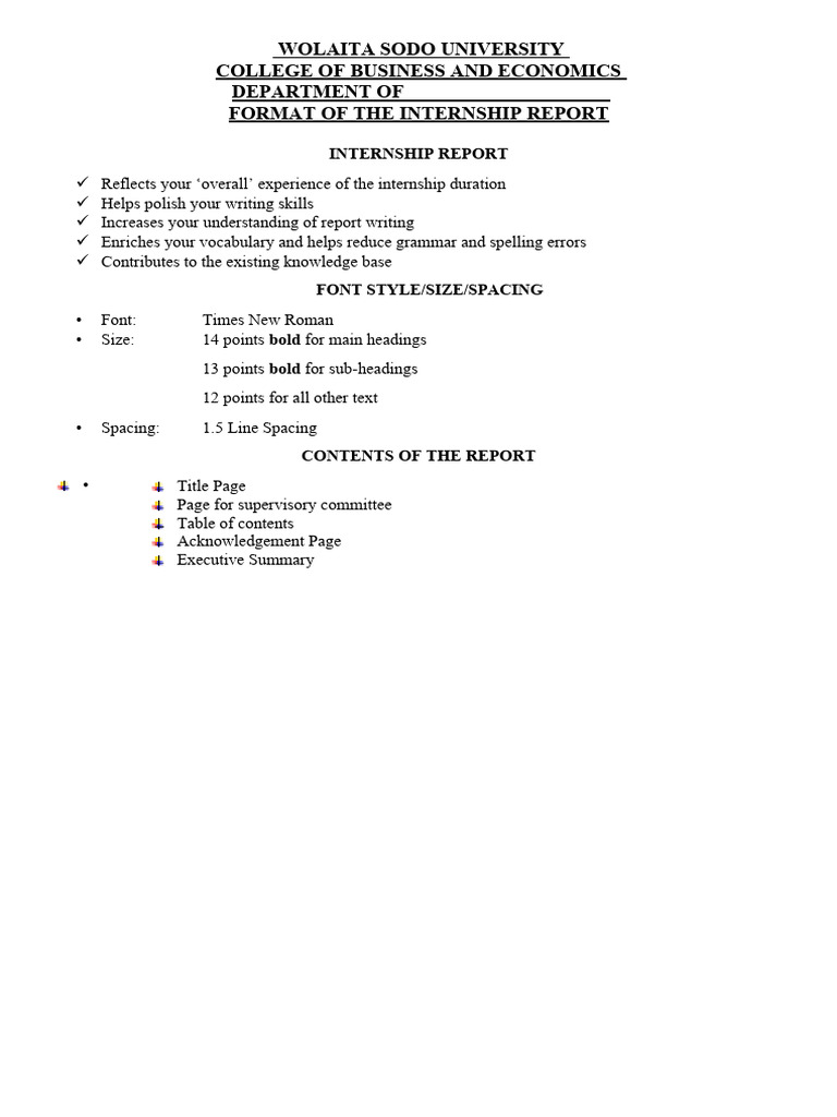 Internship Report Format Guide | PDF | Swot Analysis | Business