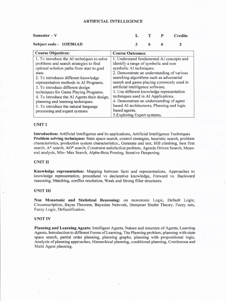 Open Elective I - AI&DS - Artificial Intelligence | PDF