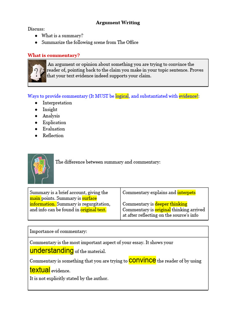 Digital Friendly - Argument Writing Fill-In Notes | PDF