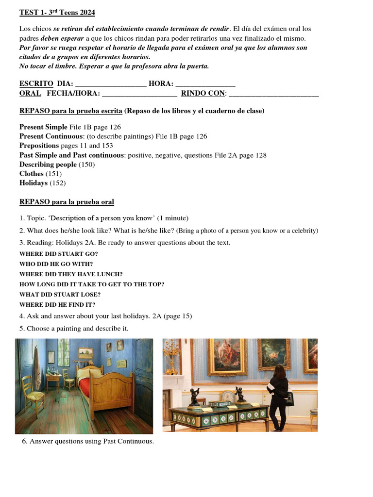 Test 1 Topics 3RD Teens 2024 | PDF