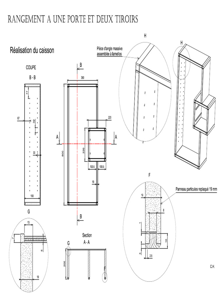 Plan Caisson Porte Et Tiroirs | PDF