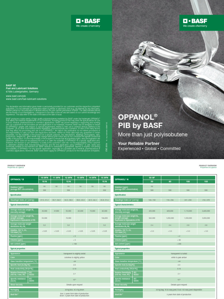 OPPANOL PIB Flyer A5 SCREEN | PDF | Medical Device
