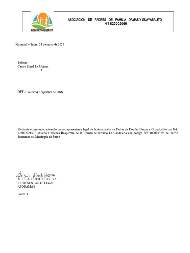 Oficio Solicitud Reapertura de La Uds La Candelaria | PDF