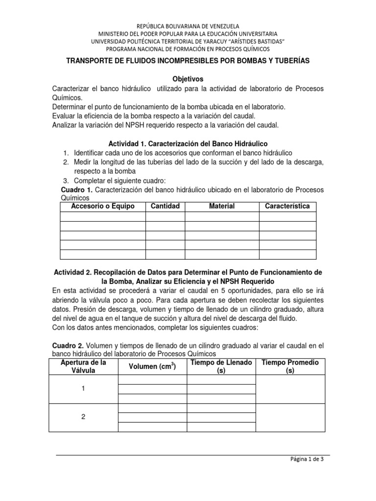 Práctica 5. Bombas | PDF | Bomba | Laboratorios