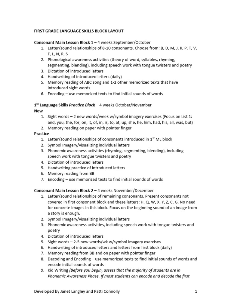 13 LENGUA First - Grade - Language - Skills - Blocks - Layout - For ...