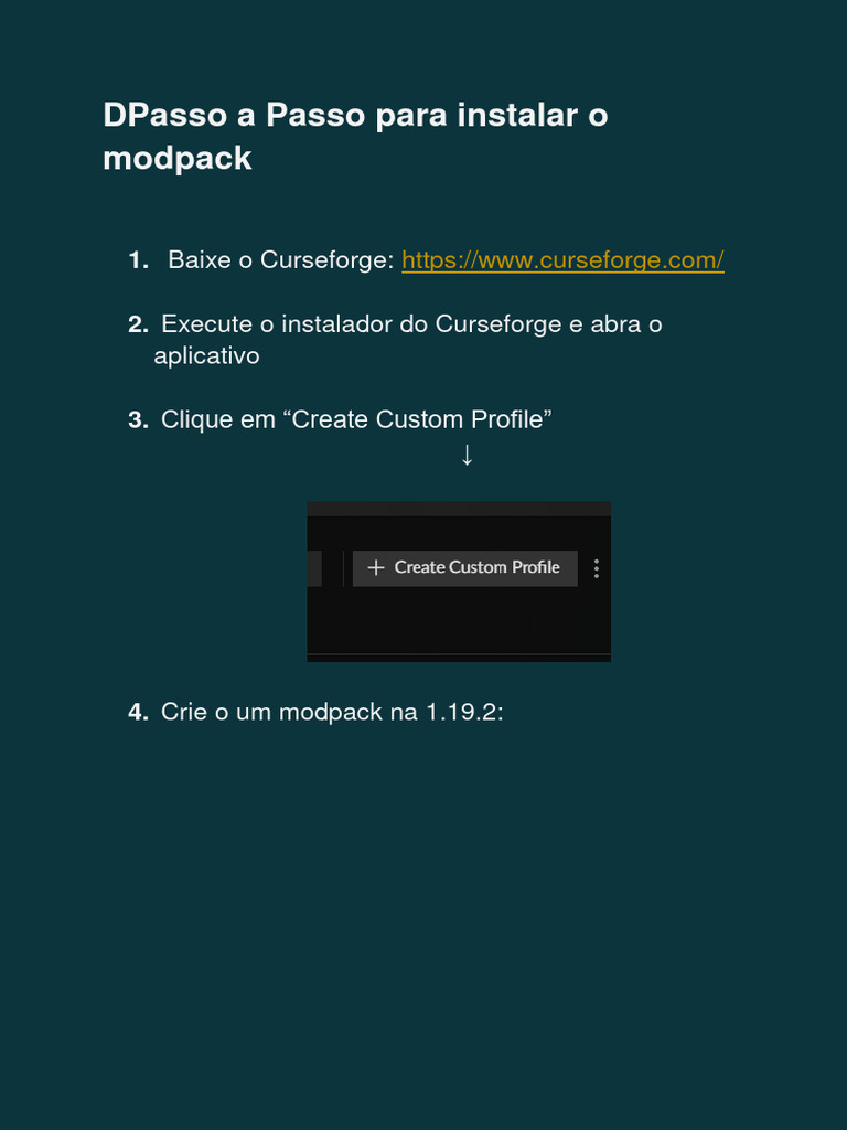 Passo a Passo para instalar o modpack | PDF