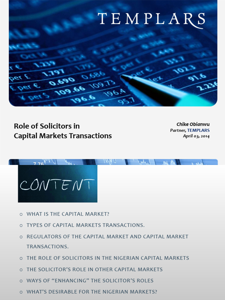 Solicitors' Role in Capital Markets | PDF | Securities (Finance) | U.S ...