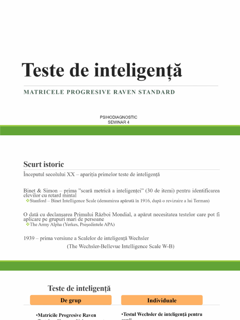 Testul Matrice Progresive Raven | PDF