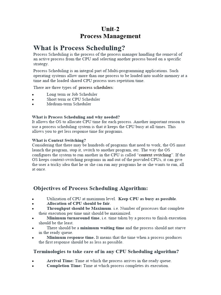 Unit 2 Part 2 | PDF | Scheduling (Computing) | Process (Computing)
