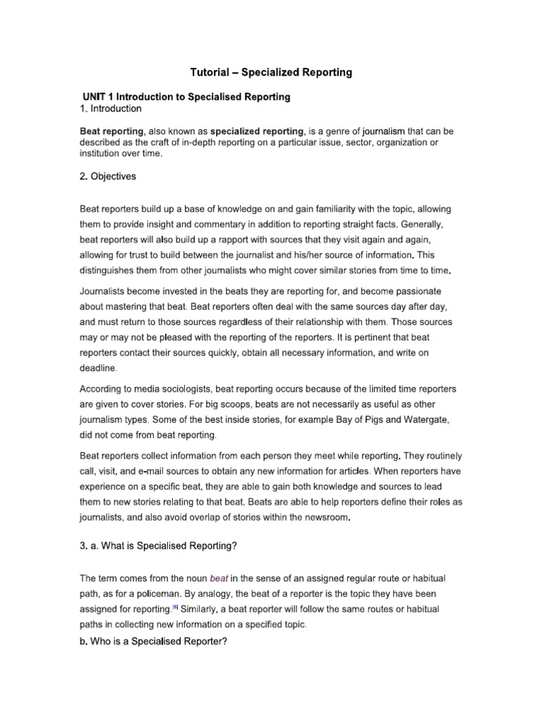 Specialized Reporting Pdf