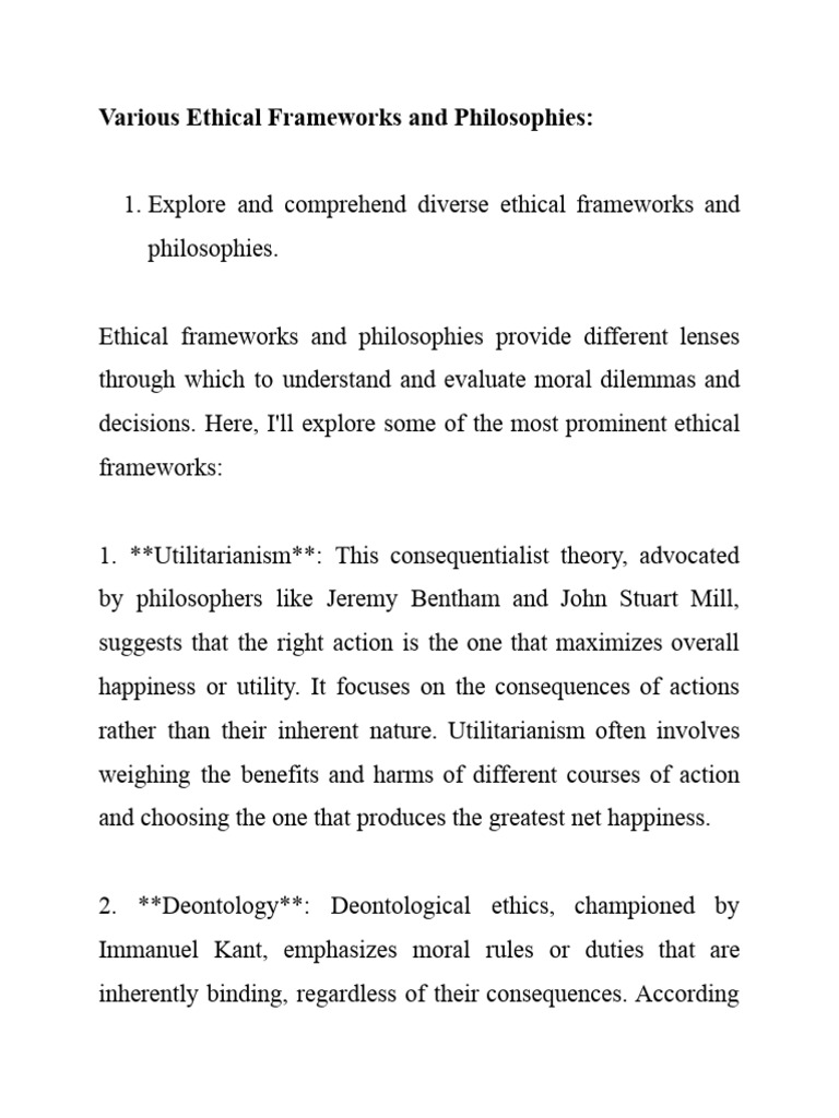 Various Ethical Frameworks and Philosophies | PDF | Corporate Social ...