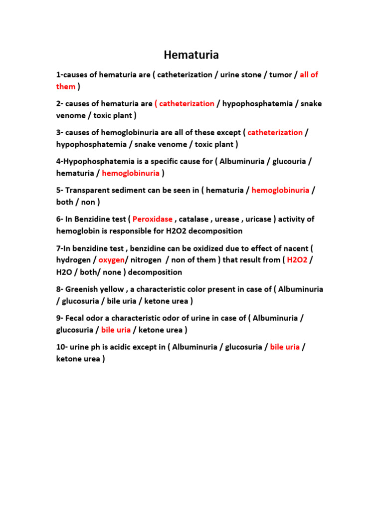 Hematuria MCQ With Answer 2 | PDF
