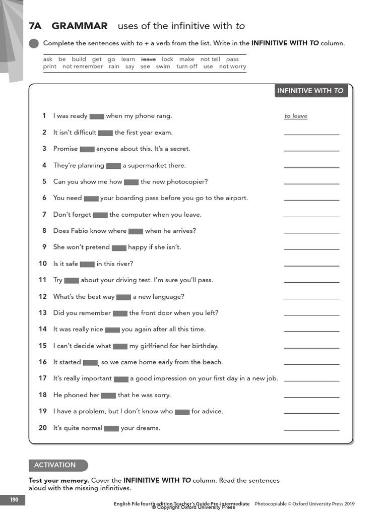 Practice TO INF, ING, 2COND. | PDF