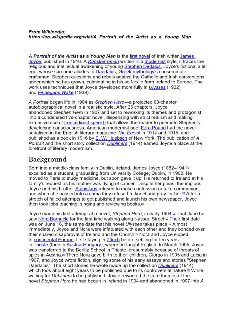 A Portrait of The Artist As A Young Man - Wiki | PDF | A Portrait Of ...
