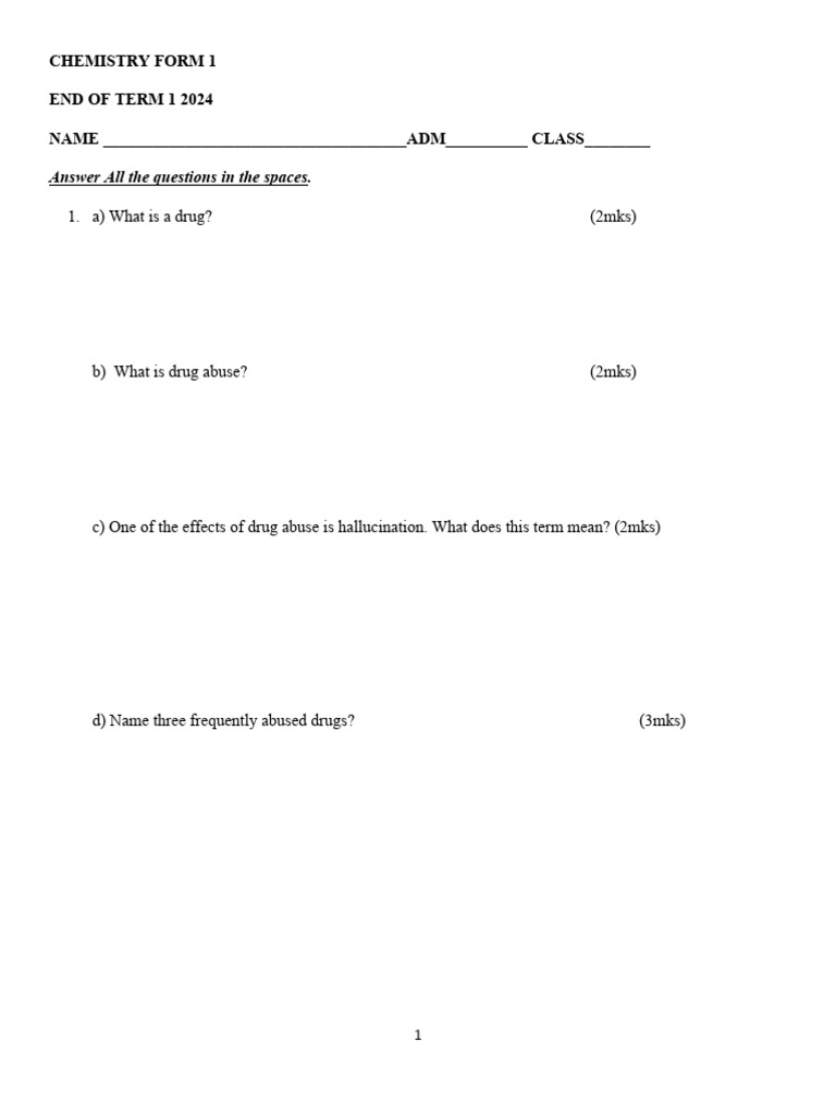 Chemistry Form One | PDF | Solubility | Materials