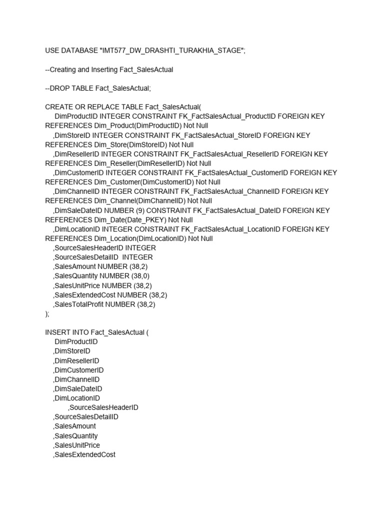 7.11 Create Fact Tables & Load Data | PDF | Databases | Data Management