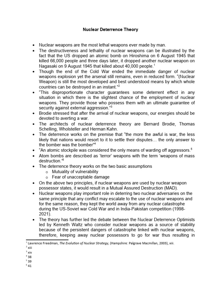 Notes On Nuclear Deterrence Theory | PDF | Crime & Violence ...