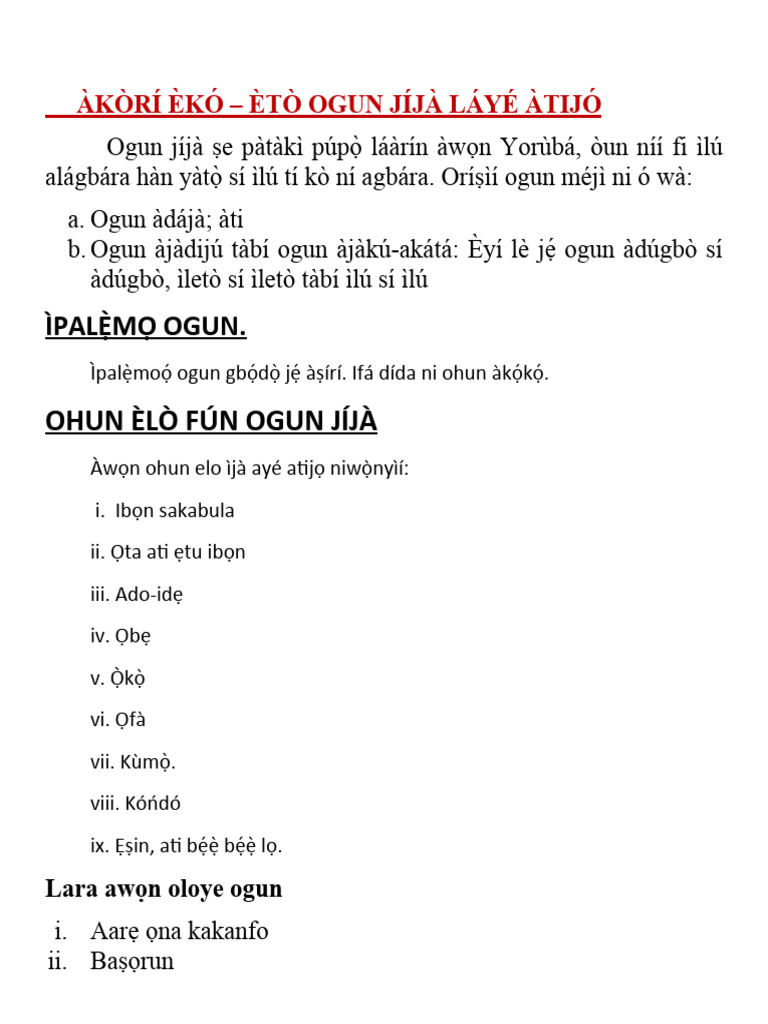 Ogun Jija JSS3 | PDF