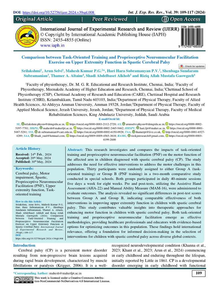 Comparison Between Task Oriented Trainin | PDF | Anatomical Terms Of ...