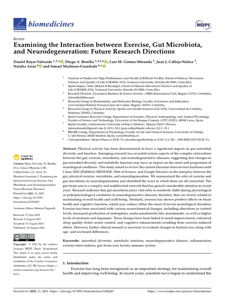 Examining The Interaction Between Exercise, Gut Microbiota, and Neurodegeneration | PDF ...