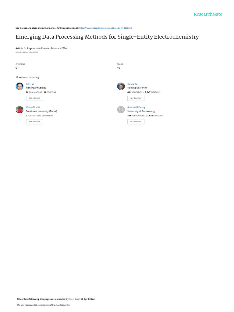 Emerging Data Processing Methods For Single Entity Electrochemistry | PDF | Signal To Noise ...
