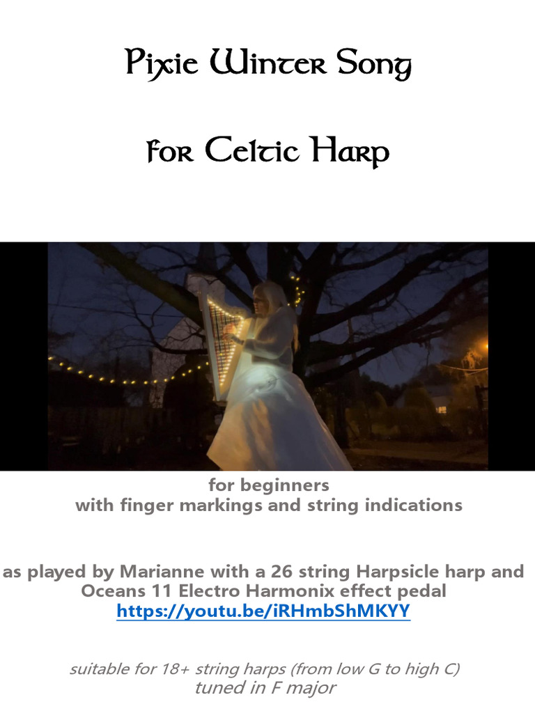 Pixie Winter Song - 18 String Celtic Harp Arrangement | PDF