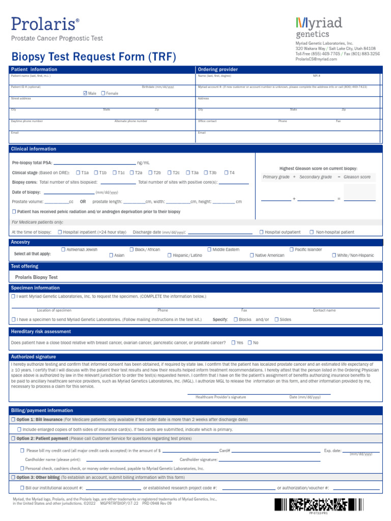 Prolaris Biopsy TRF | PDF | Credit Card | Cancer